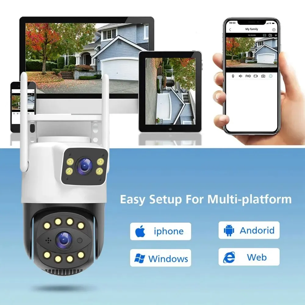 6MP HD Outdoor Wifi Security Camera with 5G Dual Lens and Dual Screen ...