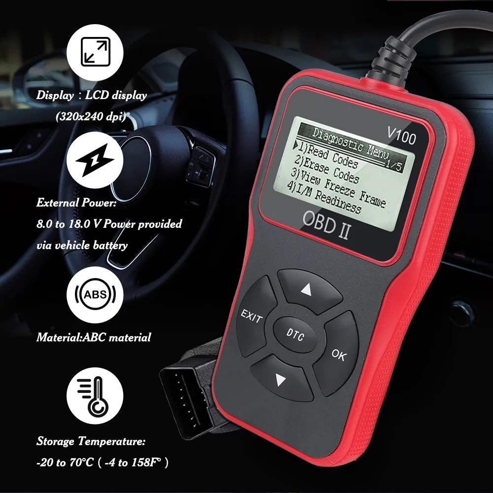 V100 OBD2 Scanner - Universal Car Diagnostic Tool, Plug-and-Play OBDII ...