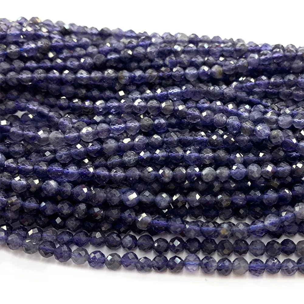 Dark Blue Iolite Natural Gemstone DIY Jewelry Kit - Faceted Small Round ...