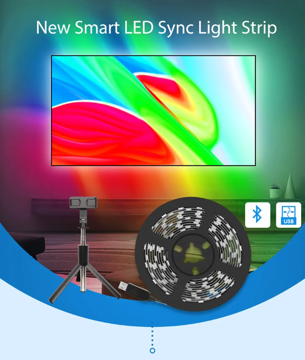 LED TV Backlight Sync Screen Color LED Strip Light USB With Smart Phone ...