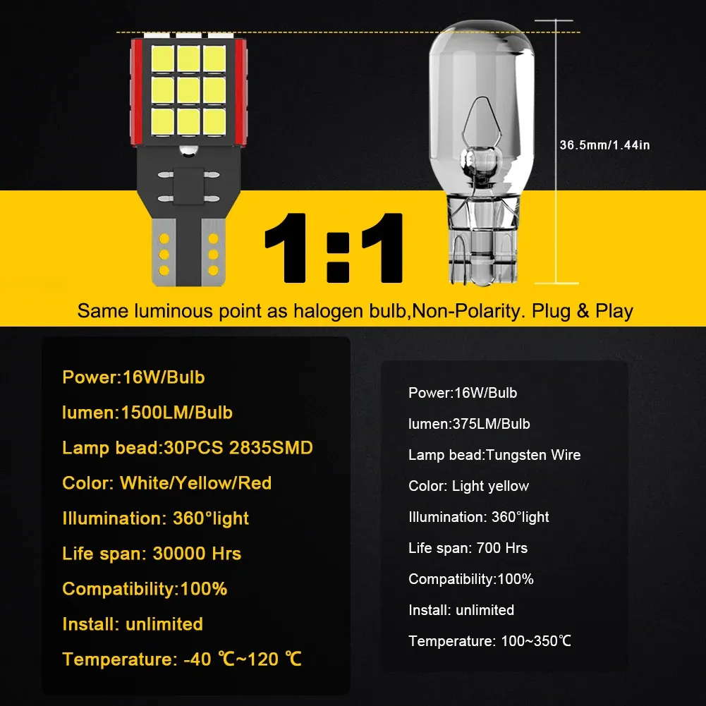 2X T15 W16W LED Reverse Lights for Mazda 3 2010, 921 912 Super Bright ...