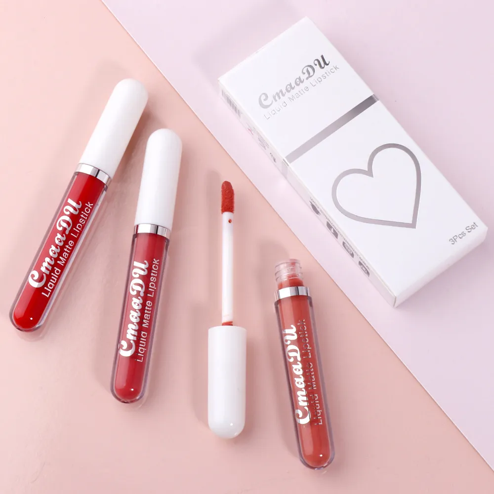 CmaaDu 3-Piece Liquid Lip Gloss Set Matte Finish Long-Lasting ...