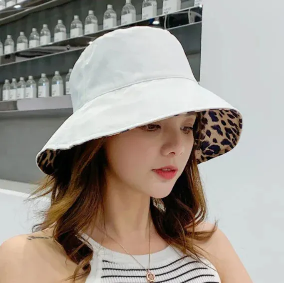 Leopard Print Silk Bucket Hat Flat Top Foldable Comfortable Breathable ...