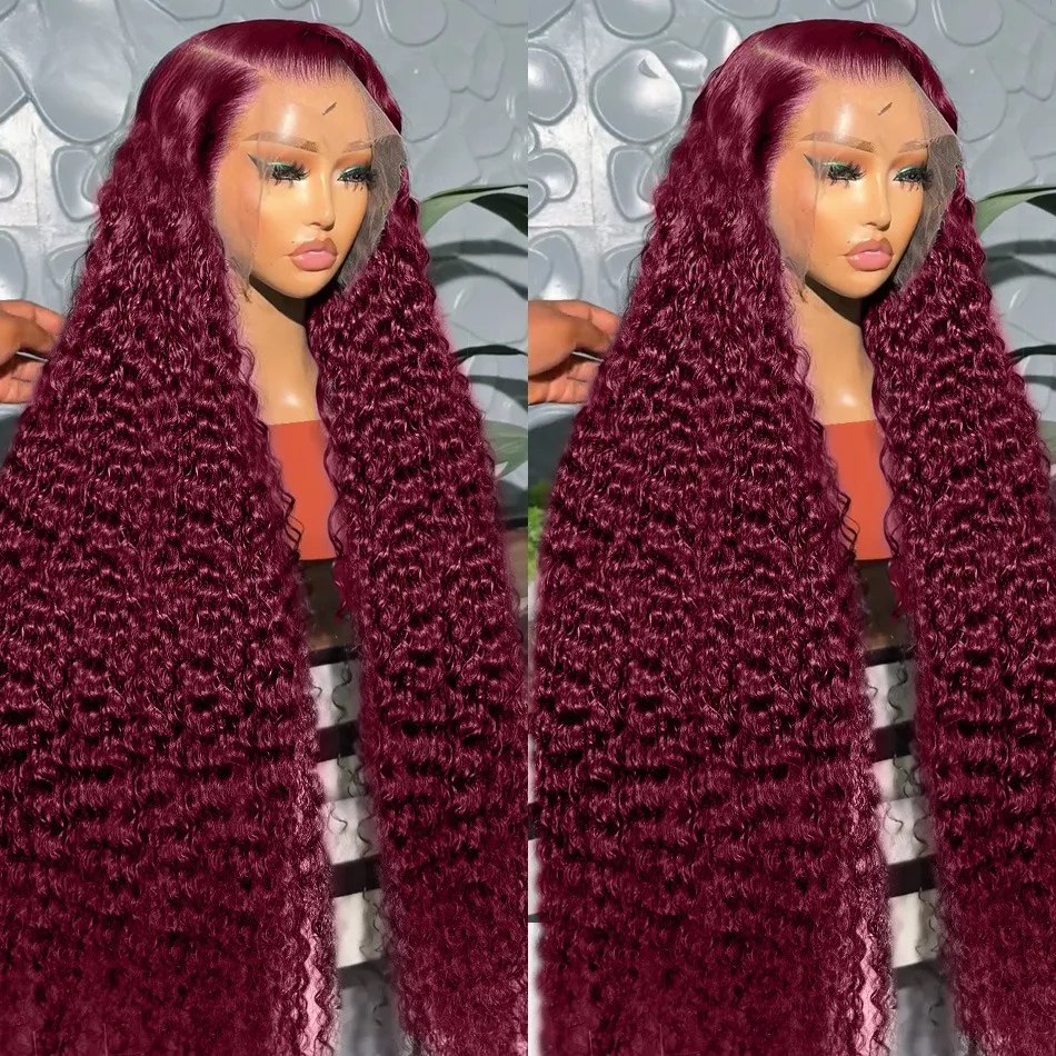 Brazilian 99J Burgundy Deep Wave Wigs 40 Inch 250%... From ...