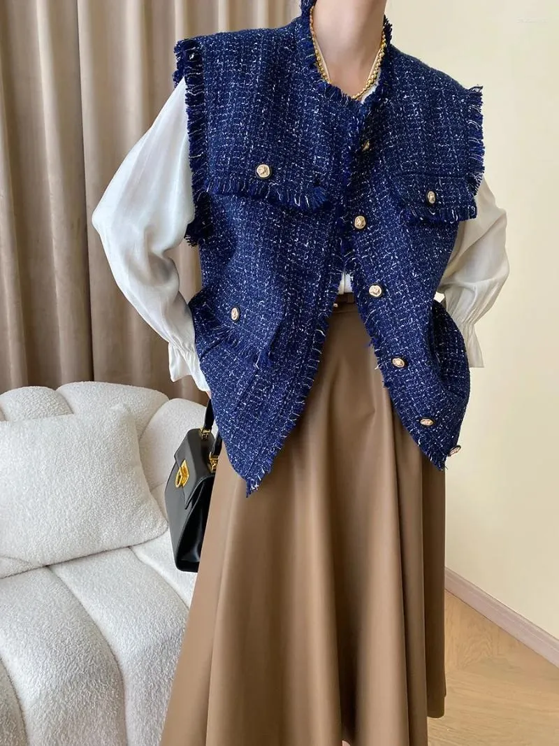 High Quality Tassel Fragrant Woven Tweed Tweed Vest Womens For Autumn ...
