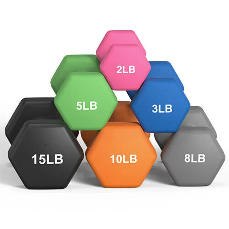 Colorful Hex Dumbbells Set: 20 lb Dumbbells, Neoprene Coated, Anti-Slip ...