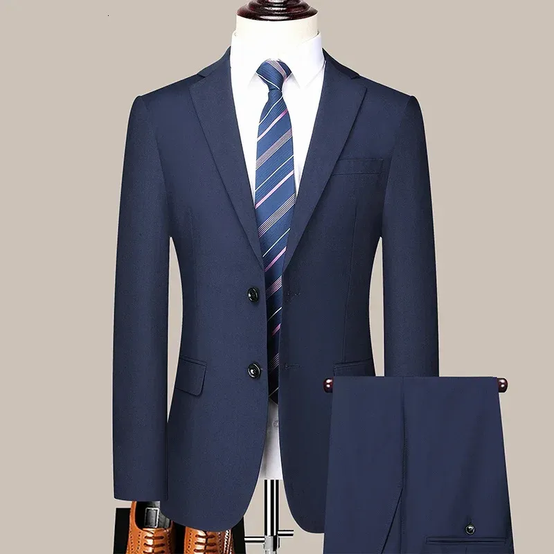 Men's Two Piece Pants Sets Modern Fit Two Button Suit Set, Slim Fit ...