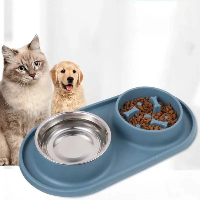 Anti-Gulp Pet Bowl: Stainless Steel Slow Feeder for Dogs & Cats - Non ...