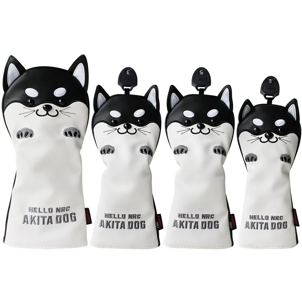 Cute Akita Golf Wedges Headcover PU Leather Protector For Driver ...