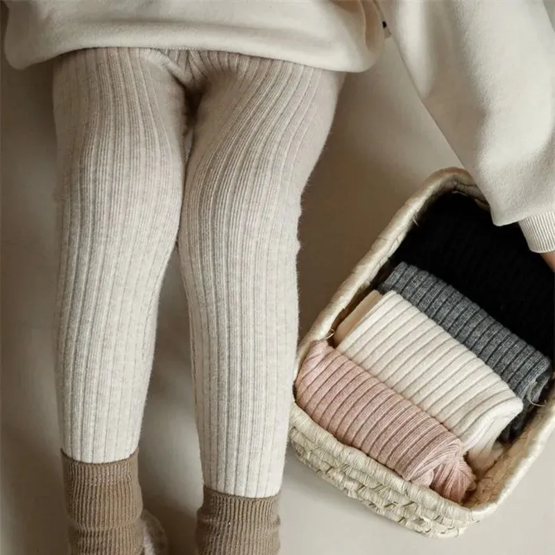 Spring Autumn Baby Girl Knitted Warm Leggings Korean Style Solid Color ...