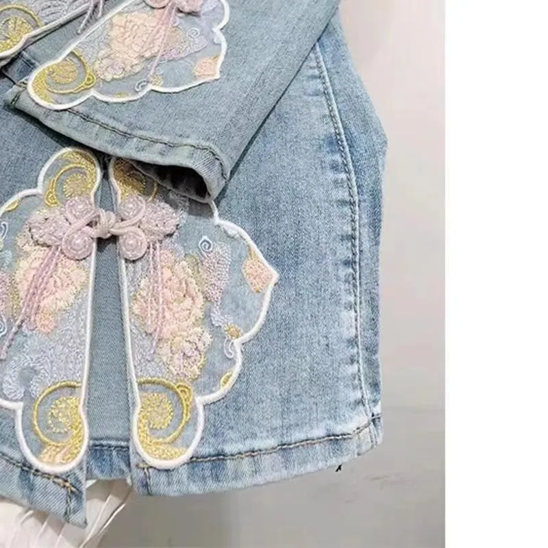 DHgate.com:2024 Chinese Embroidery Ripped Jeans for Women, Slim Fit ...