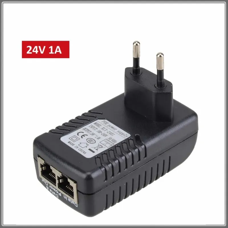 24W DC24V PoE Injector Ethernet ac adapter for IP Cameras and Phones ...