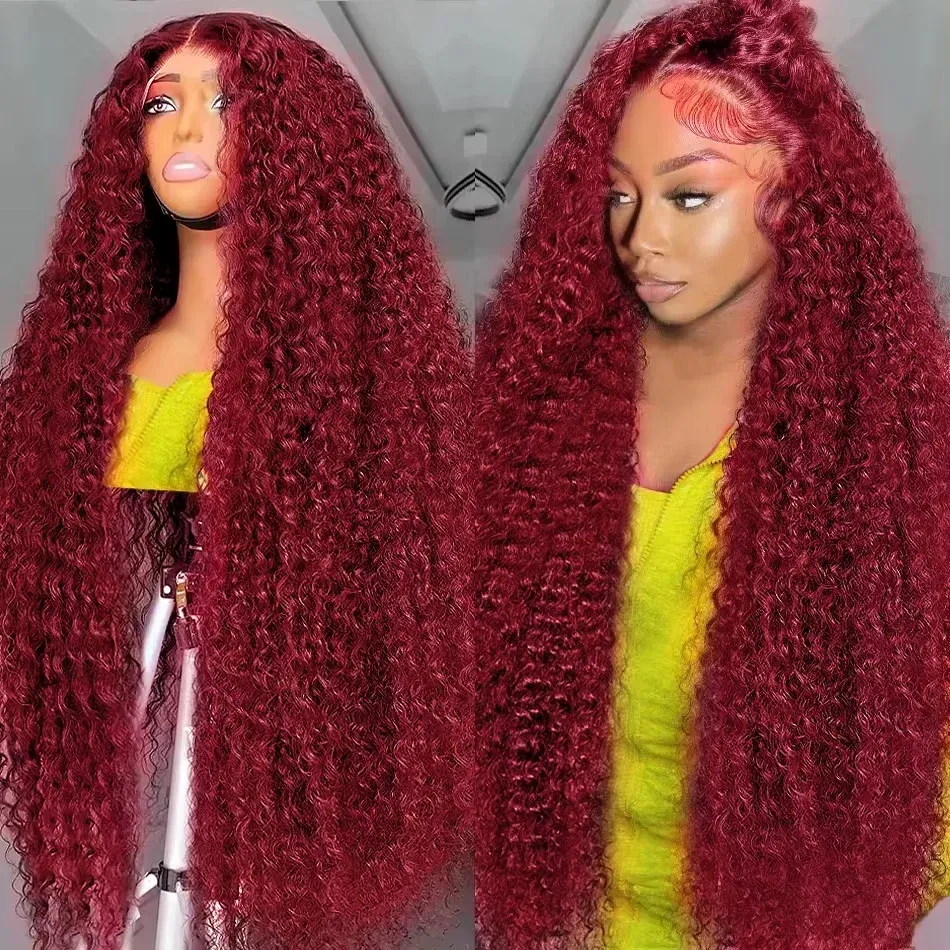 Burgundy Red Deep Wave Lace Front Wig: 30 Inch Human Hair, Shop Now ...