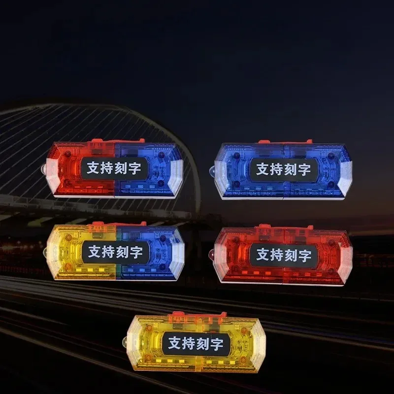 2024 LED Red Blue Shoulder Police Light Multifunction Logo Label ...