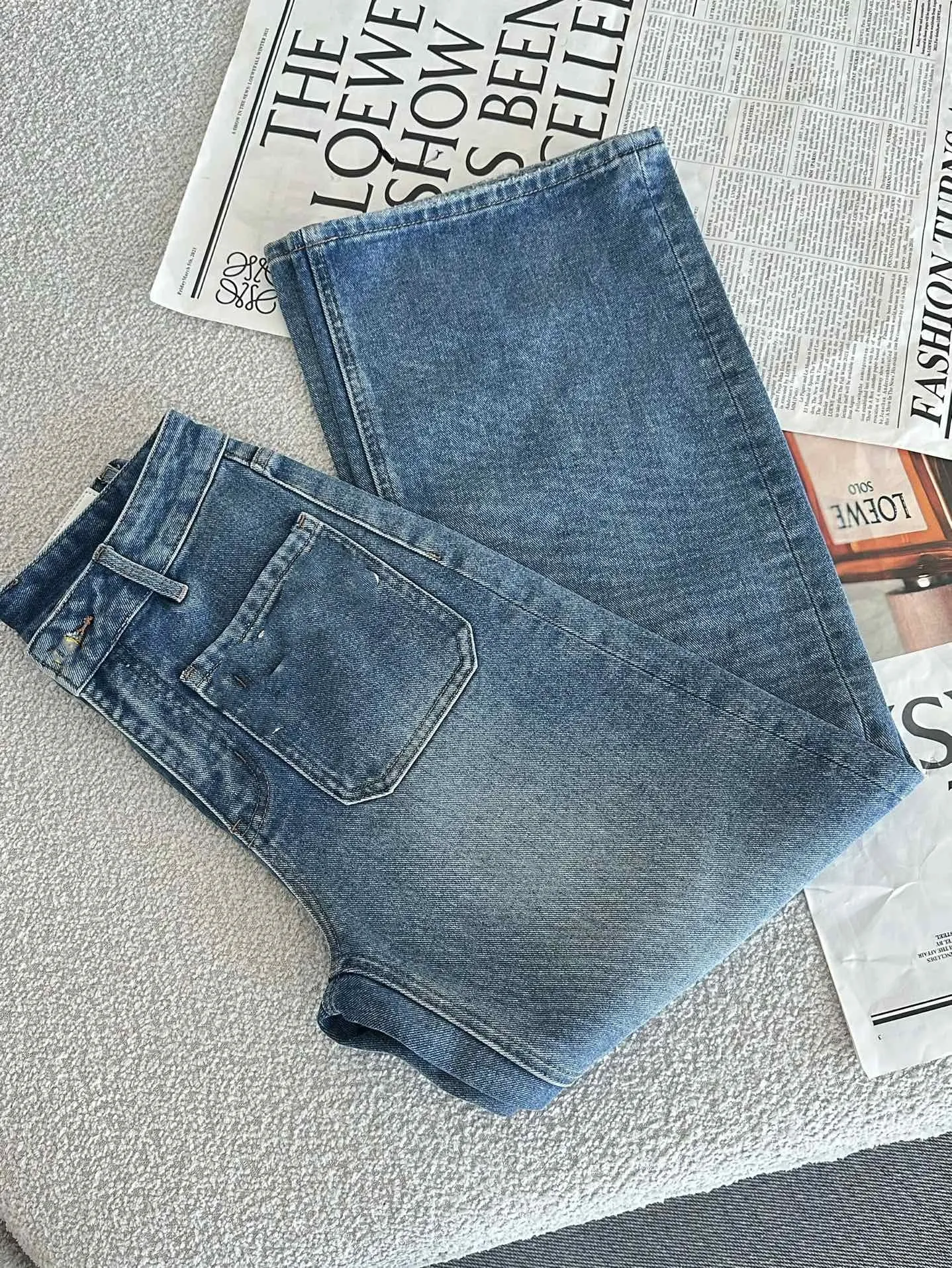 2024 Winter Double Flocking Letter Women's Denim Pant Designer Straight ...