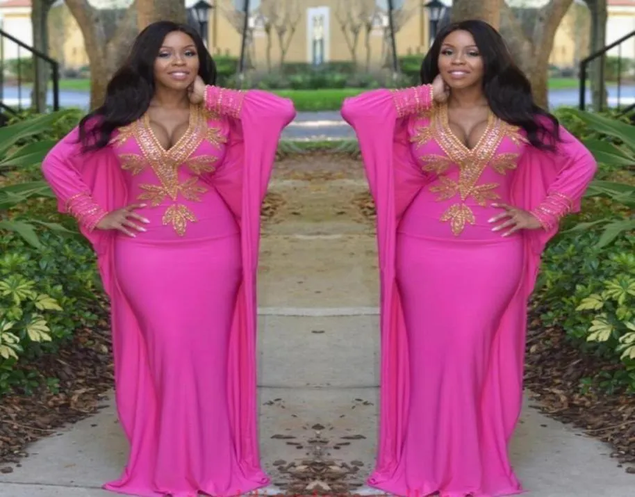 Pink Arabic Dubai Moroccan Kaftan Turkish Prom Dresses With Long ...