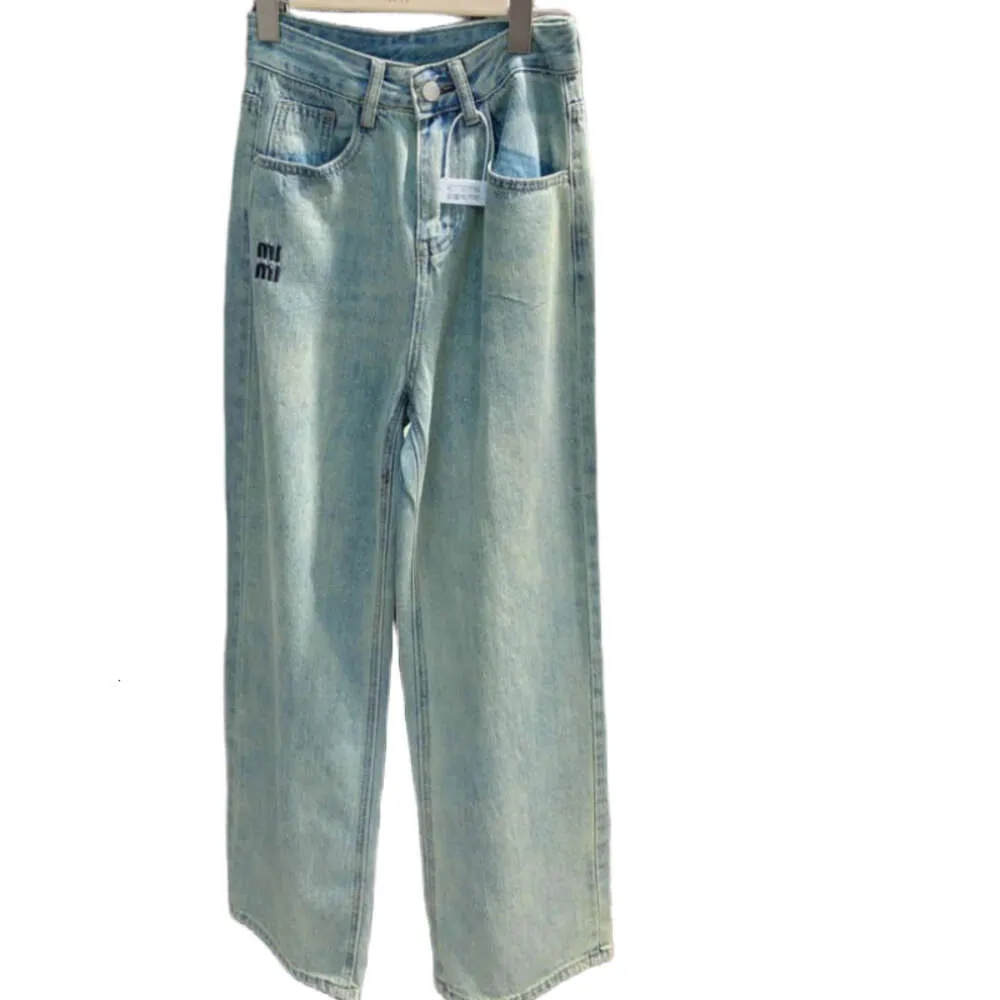 Women's High Waist Slim Straight Denim Jeans with Embroidery - One ...