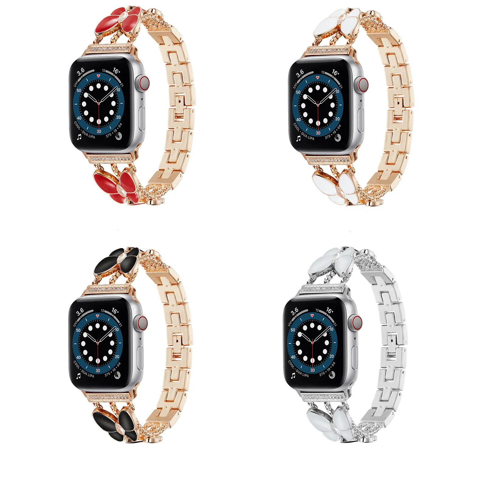 Luxury Designer Butterfly Watchbands For Apple Watch Sparkling Diamond ...