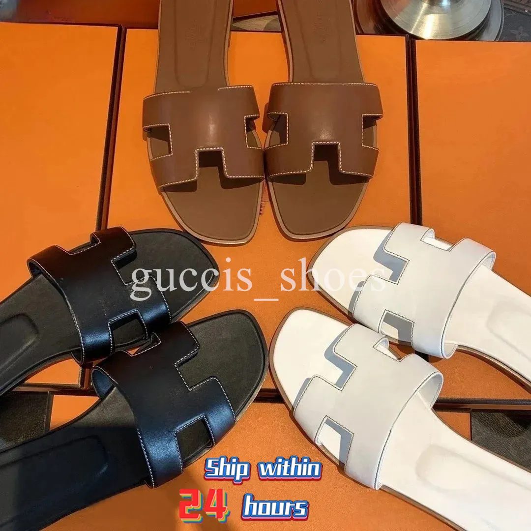 Hernes Designer Leather Sandals Classic Flat Slides For Men And Women ...