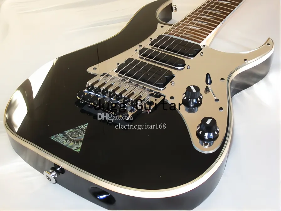 Custom 7 String Electric Guitar - Black UV777 Style, Floyd Rose Tremolo ...