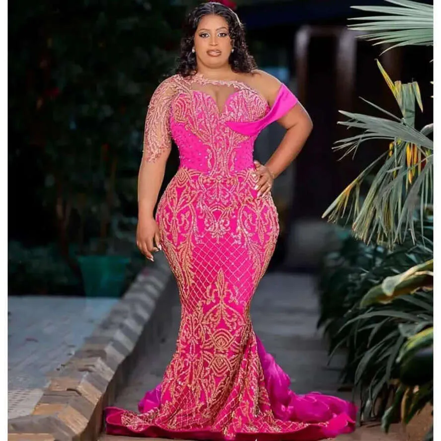Fuia Aso Nov Ebi Arabic Mermaid Prom Dress Beaded Sequined Lace Evening ...