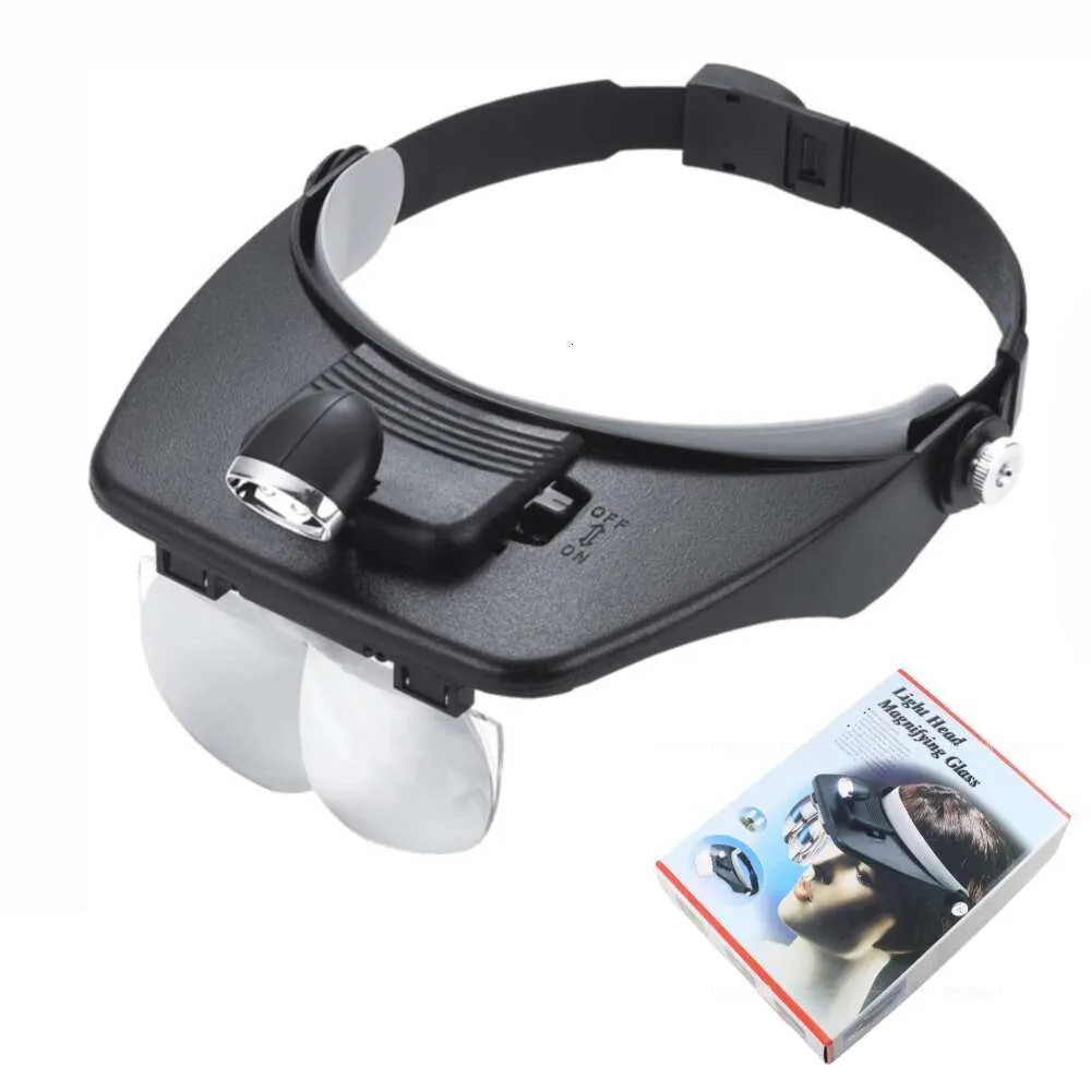 LED Head Magnifier with 4 Lens Loupe - 1.2x-3.5x Magnification for ...