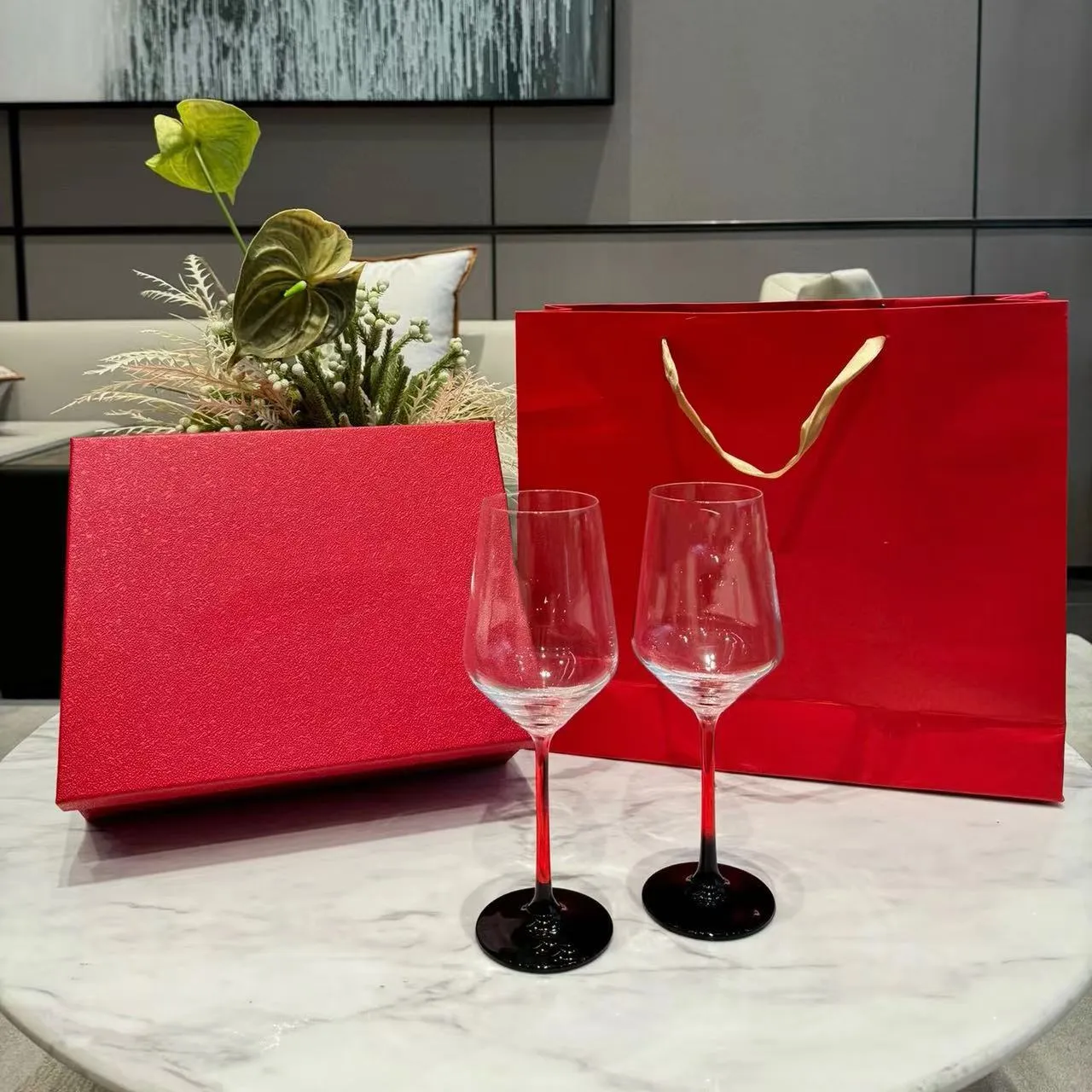 Designer Wine Glasses, 2-Piece Set, Luxury Crystal Glass Goblet, Pot ...