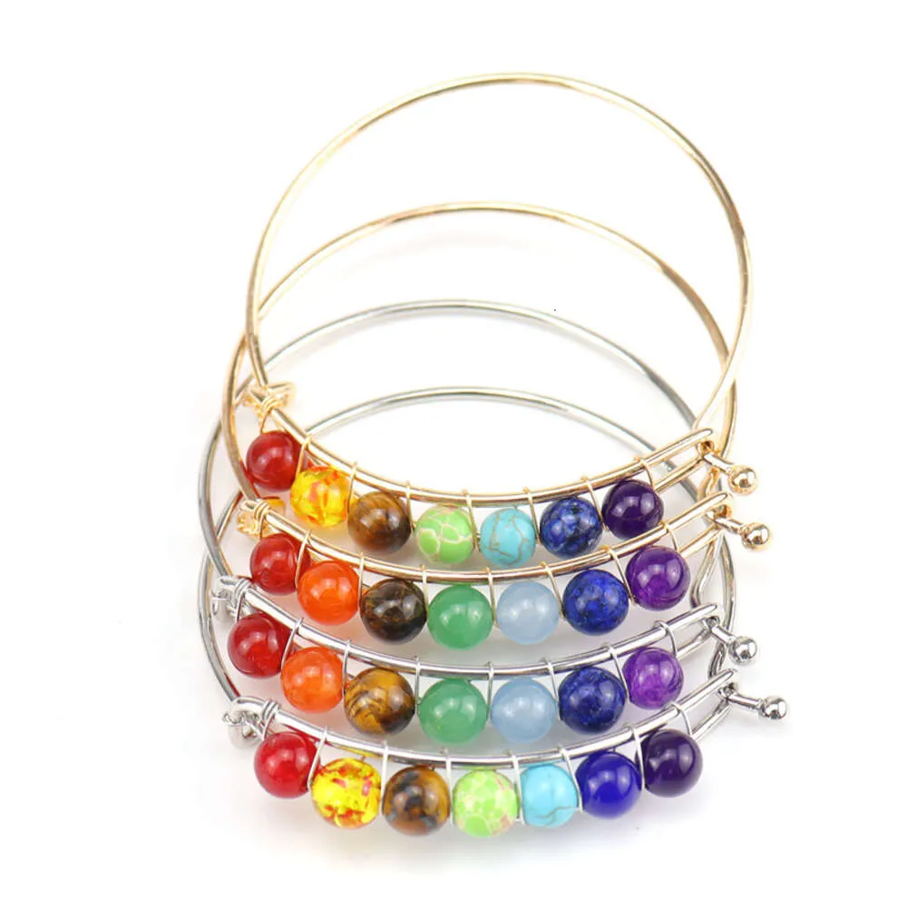 Beaded Natural Stone Seven Chakra Bracelet And Braces Set Seven Colors ...