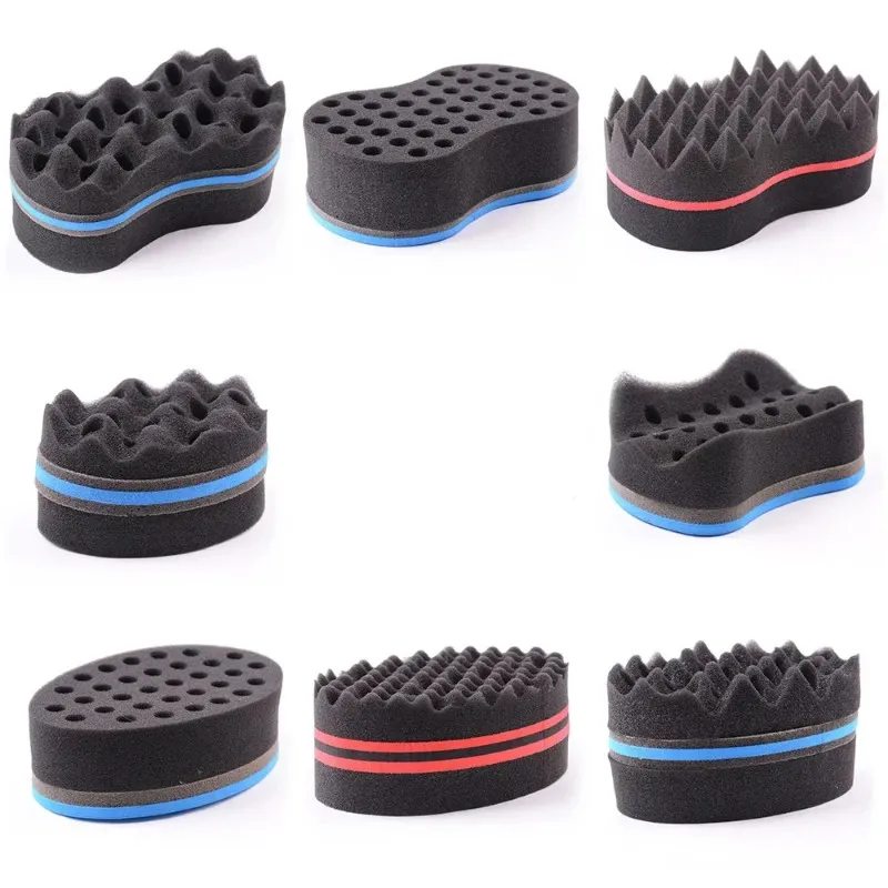 Curly Hair Styling Sponge Brush Double-Sided Black Foam Curling Hair ...