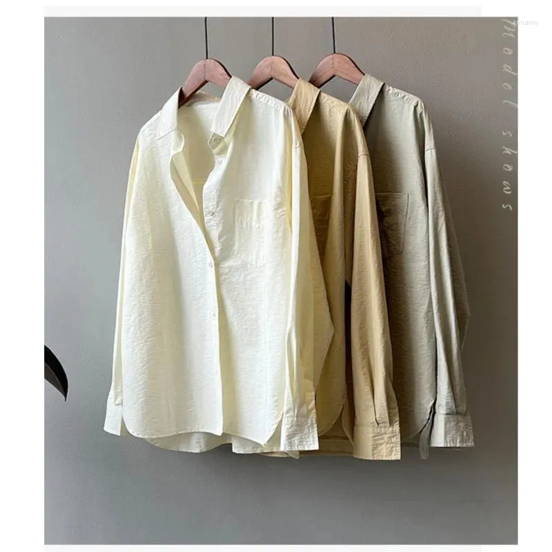Women's Textured Casual Spring Summer Blouses, Loose Fit Cotton Shirts ...