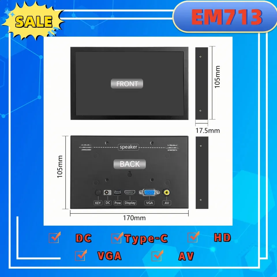 7" Metal Shell CTP touch screen monitors TFT LCD Module Screen Display ...