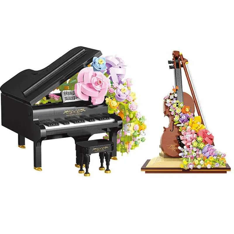 Musical Instrument & Flower Building Blocks Set - Creative Decor ...
