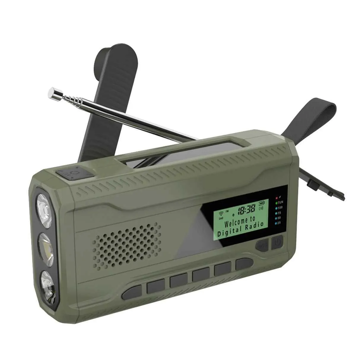 Portable Solar Hand Crank Radio 1 Fm With DAB/FM, 4500mAh Battery For ...