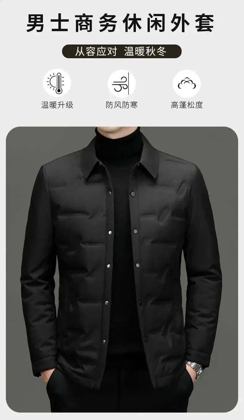Winter Men's Down Jacket Warm Business Suit High-Quality Thick Casual ...