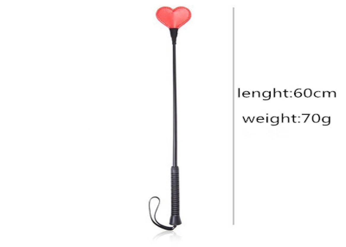 Genuine Leather Red Heart Spanking Paddle Wand Rod Whip Lash Strap Flog