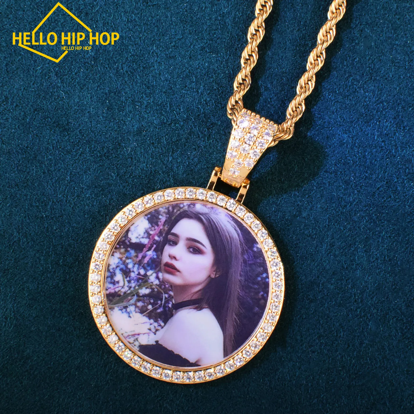 Custom Photo Medallion Necklace - Round Memory Pendant, Hip Hop Chain ...