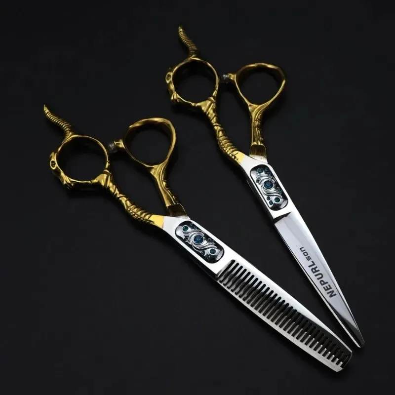 Professional Haircut Scissors Thinning Shears: 6 Inch 440C Steel Barber Shears For Precise Hair ...