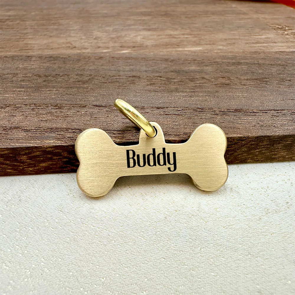 Personalized Solid Brass Dog Tag with Engraved Name - Pet ID Tag for ...