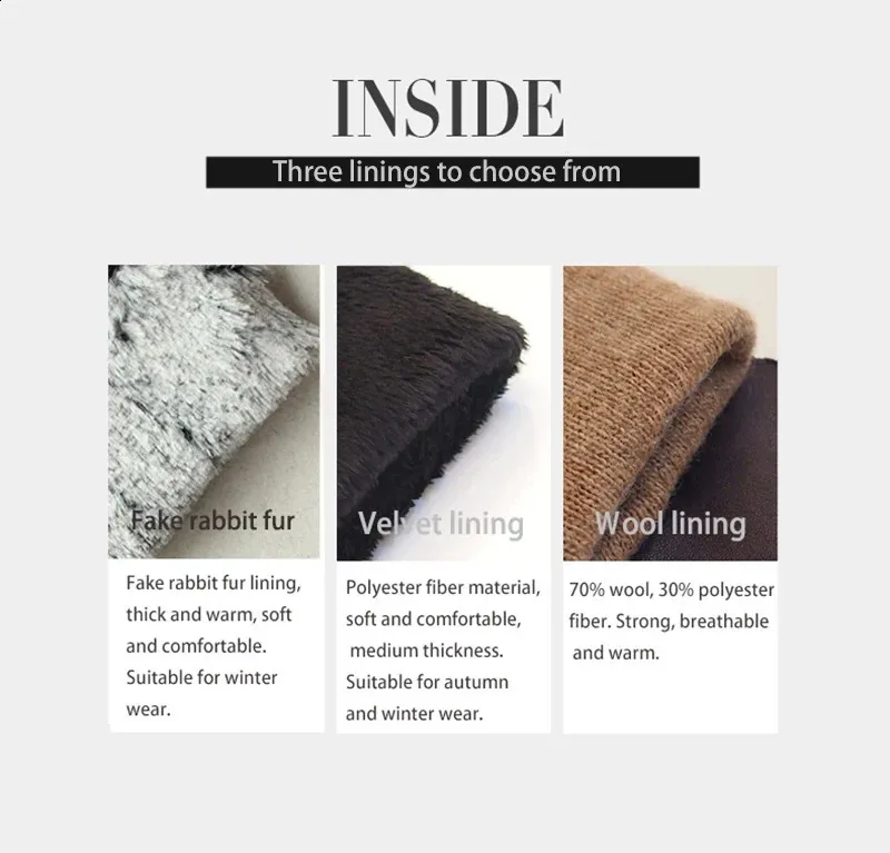 Goatkin Deerskin Leather Gloves for Men, Thin Wool Lined, Thickened for ...