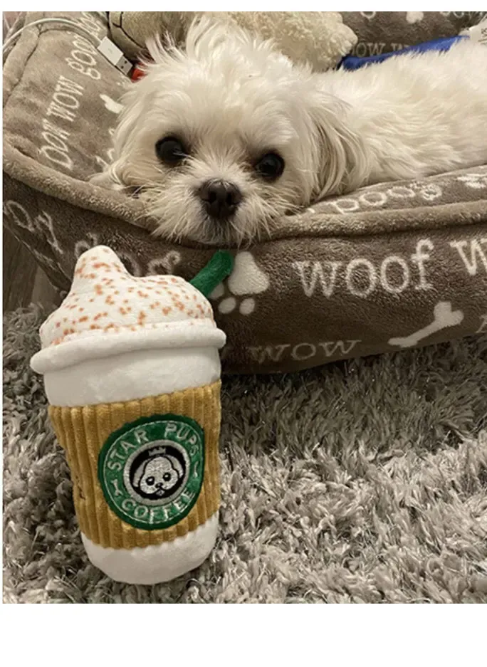 Interactive Squeaky Dog Plush Toy - Milk Shake Design, Cotton Stuffed ...
