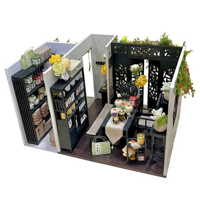 DIY Wooden Diy Dollhouse Balcony With Furniture And Flowers Chinese ...