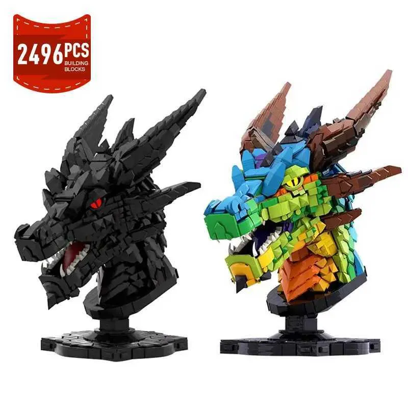 Chinese Zodiac Dragon Head Statue building blocks toy...