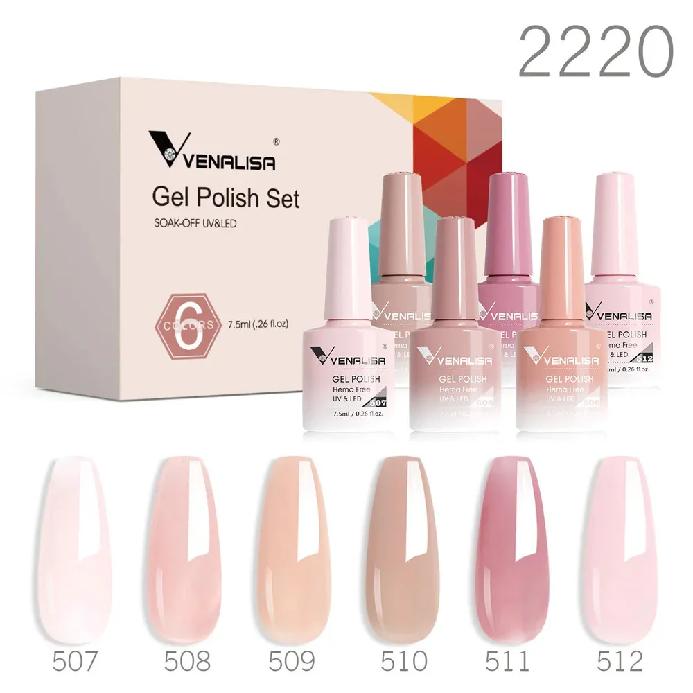 Venalisa VIP5 Gel Nail Polish Set, HEMA Free Jelly Pink Nude Color ...