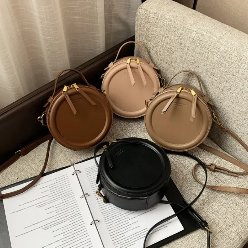Simple Round Crossbody Bag: Premium PU Leather, Solid Color. Shop Now ...