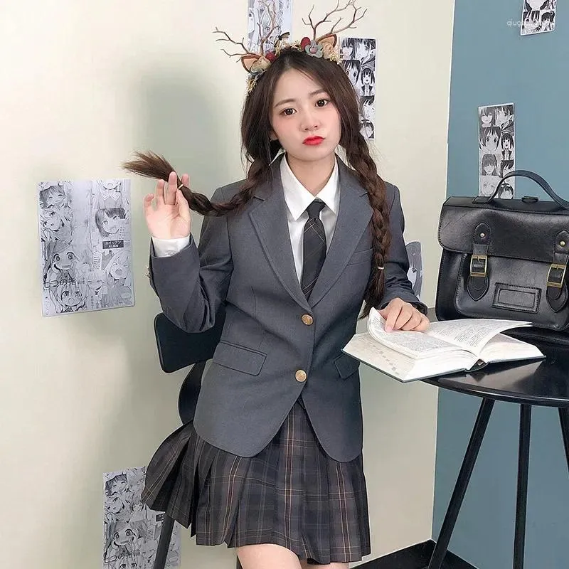 JK Uniform Suit Set Black Long Sleeve Blazer and Skirt School Girls ...