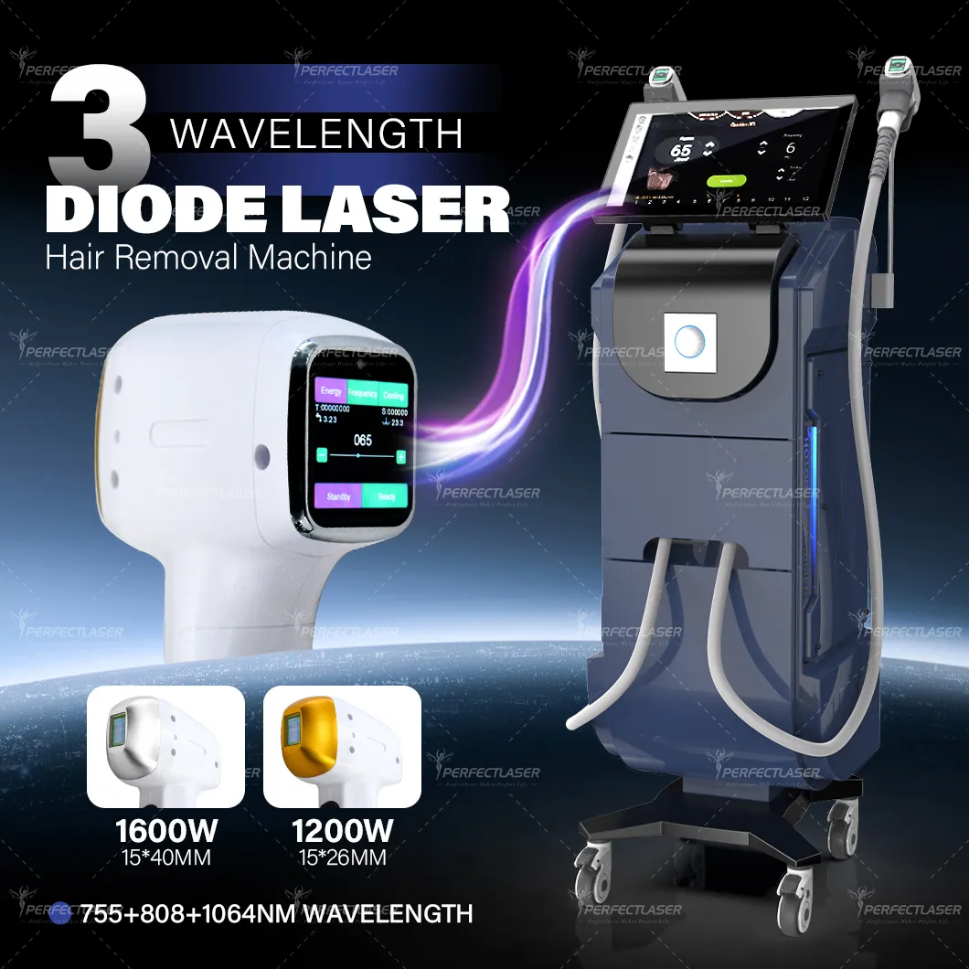 Advanced 808 Diode Laser Hair Removal System With Triple Wavelength Technology For Professional ...
