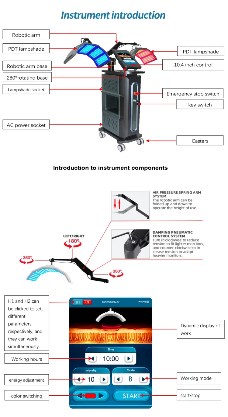 PDT LED Photodynamic Therapy Machine For Skin Rejuvenation, Laxity ...