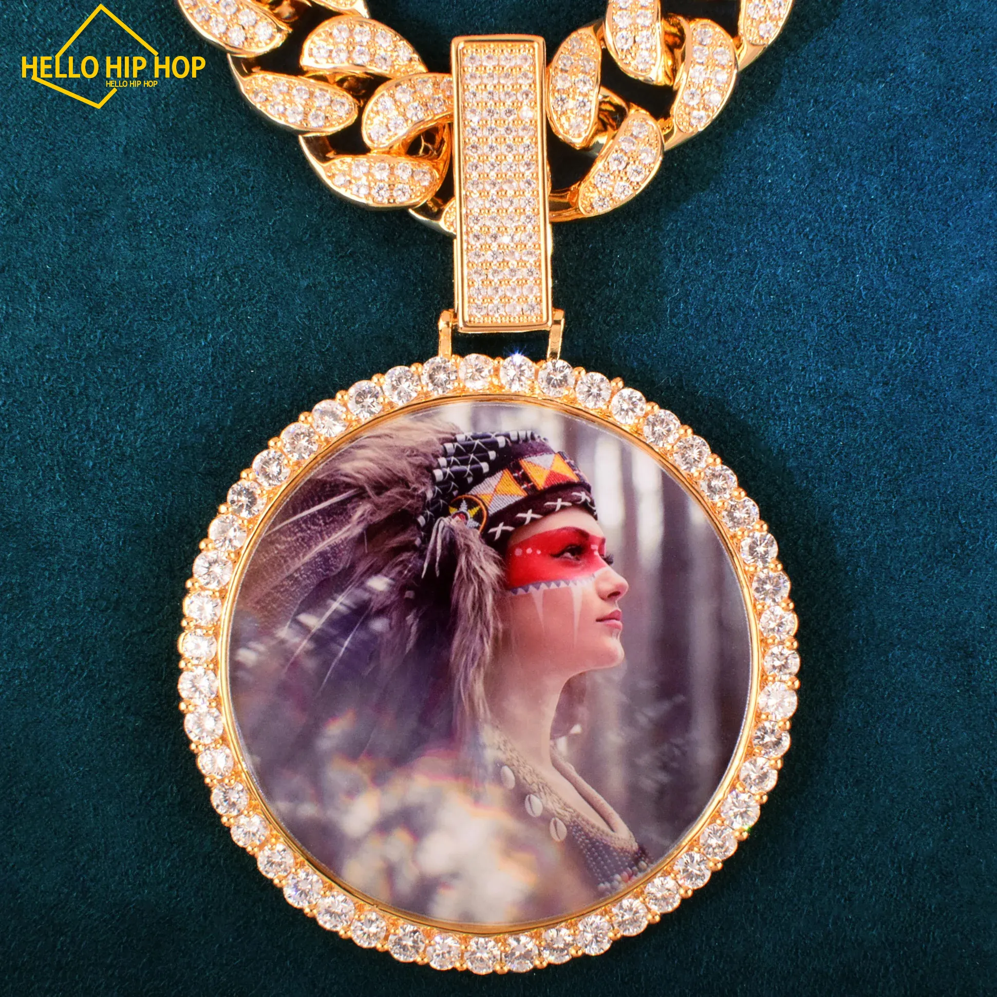 DHgate.com:Hip-Hop Custom Round Zircon Photo Pendant Necklace ...