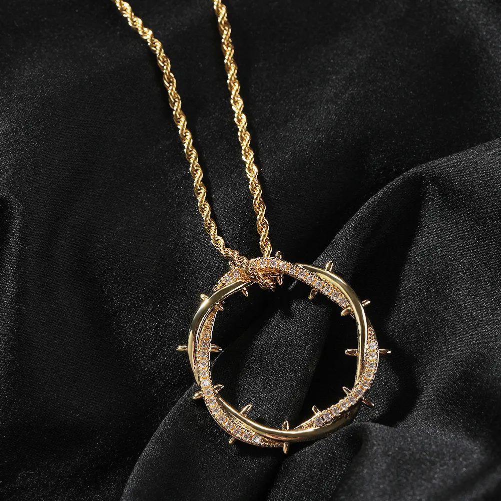 Vintage Thorns Crown Pendant Necklace 18K Gold Plated Jewelry For Women ...