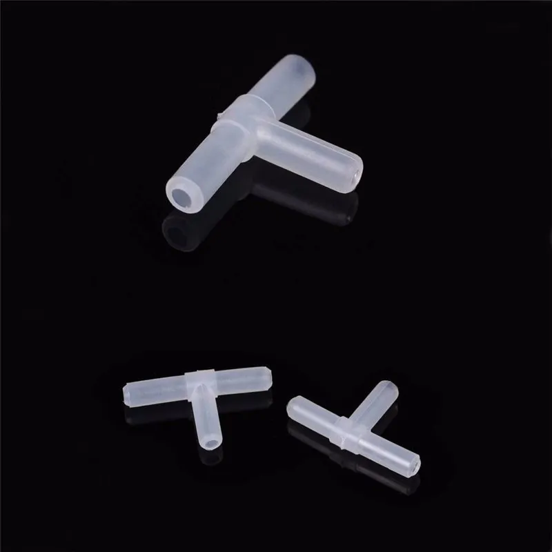 4mm Plastic T-Shape 3-Way Hose Connectors for Aquarium Air Pump Tubing ...